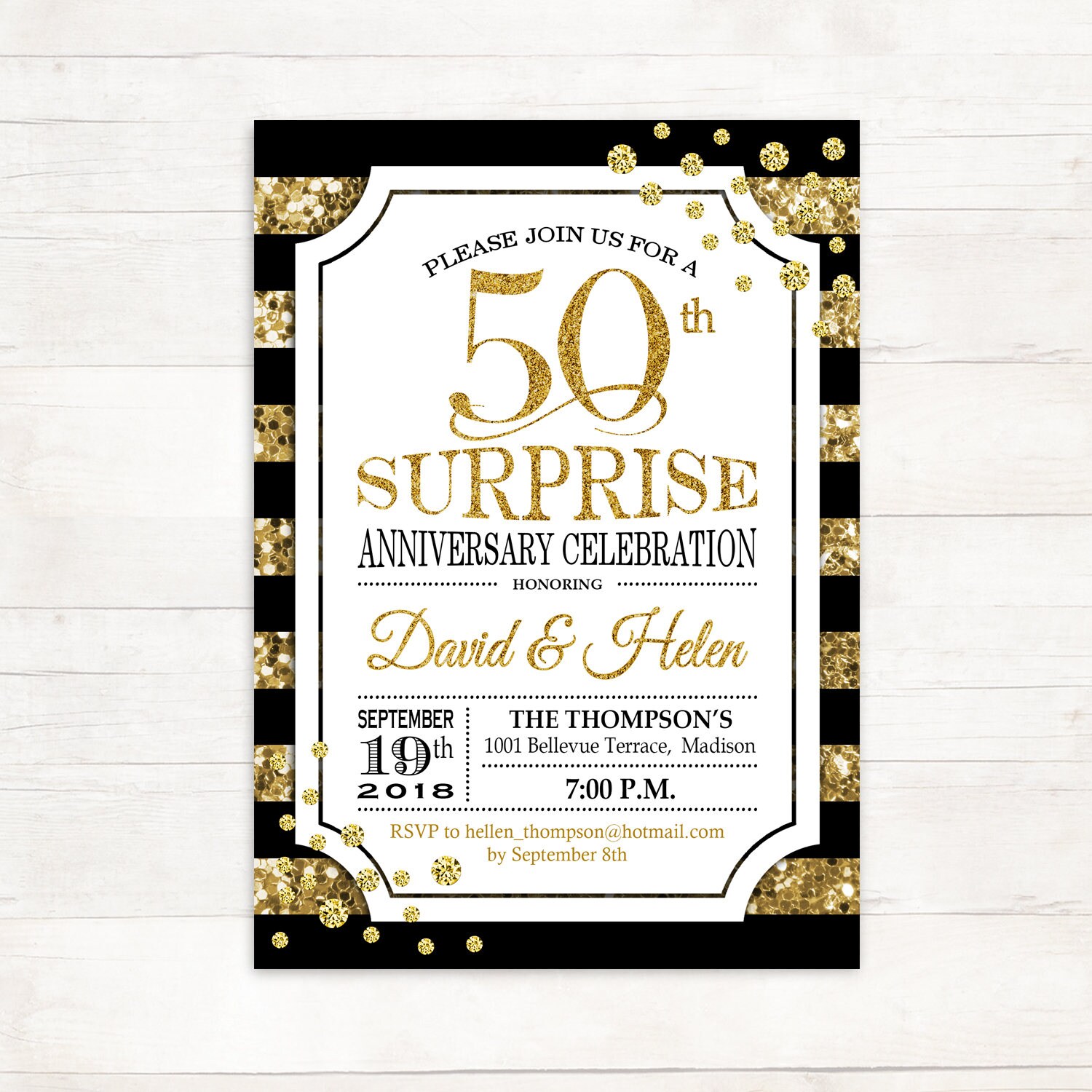 Surprise 50th Wedding Anniversary Invitation ANY YEAR Etsy
