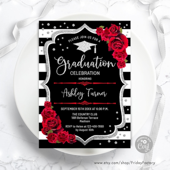 Glitter Graduation Invitation Template