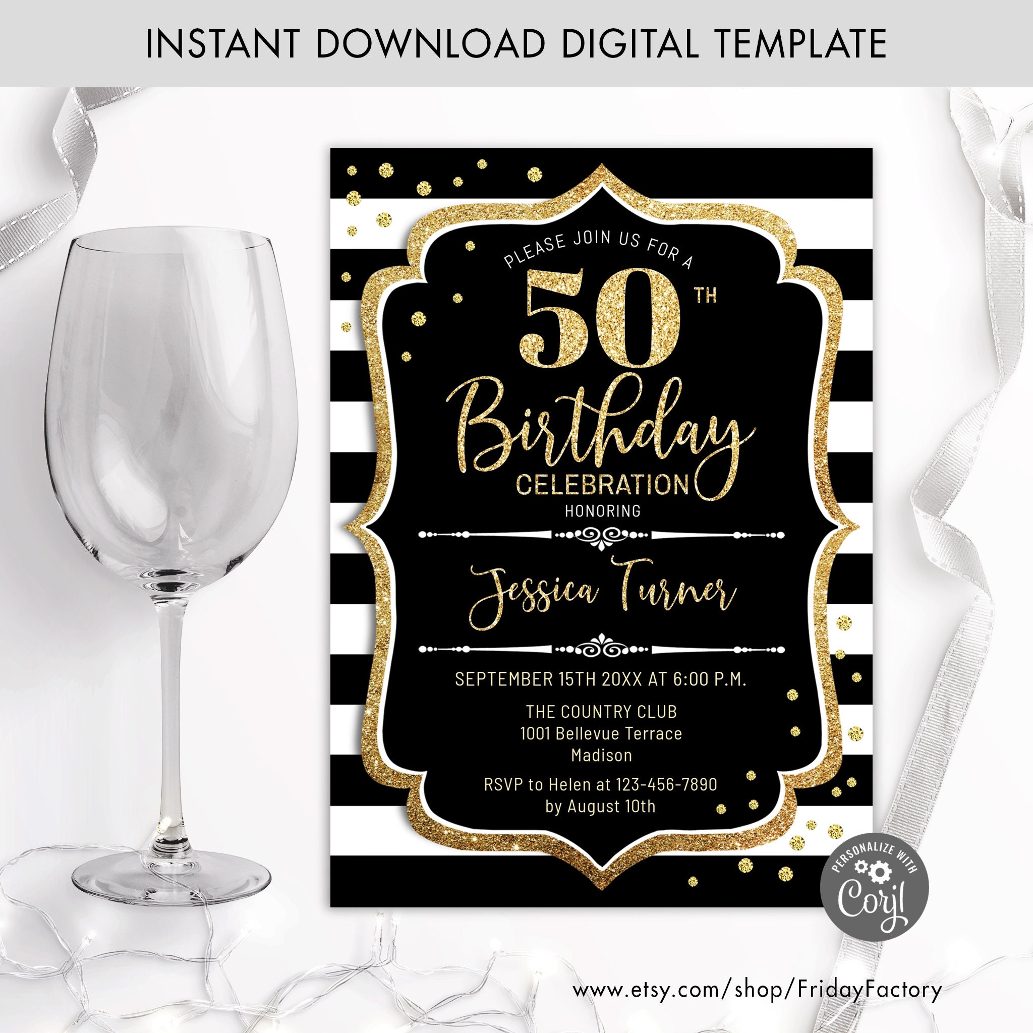50th Birthday Invitation Templates
