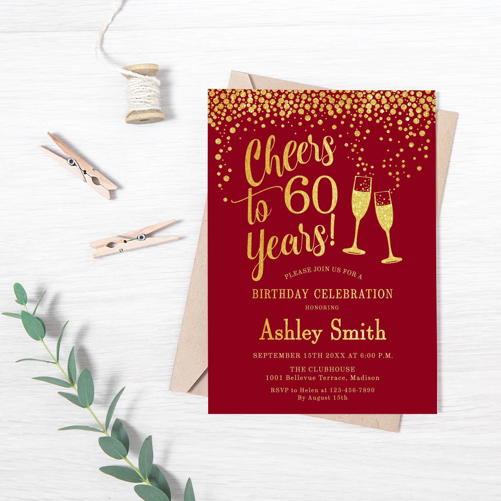 60th Birthday Invitation INSTANT DOWNLOAD Digital Template. | Etsy