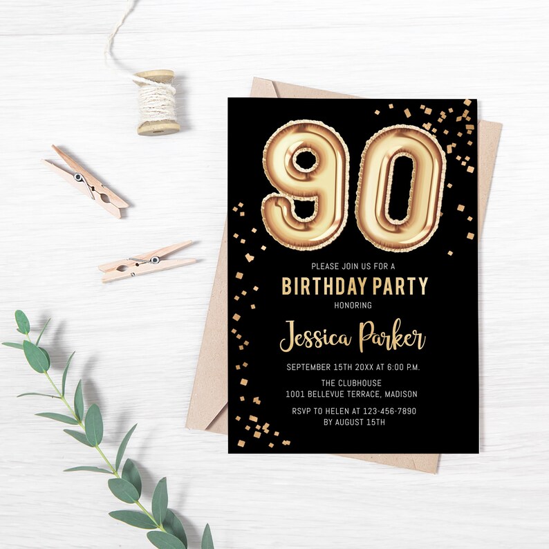 90th Birthday Party Invitation INSTANT DOWNLOAD Digital - Etsy