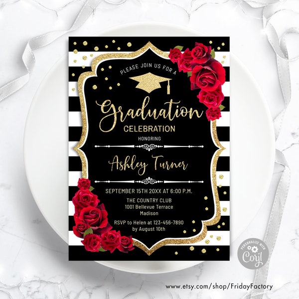 Red White Blue Graduation Template - Etsy