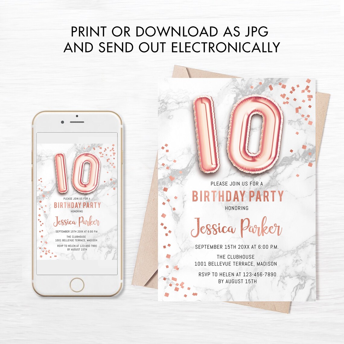 10th Birthday Party Invitation INSTANT DOWNLOAD Digital - Etsy