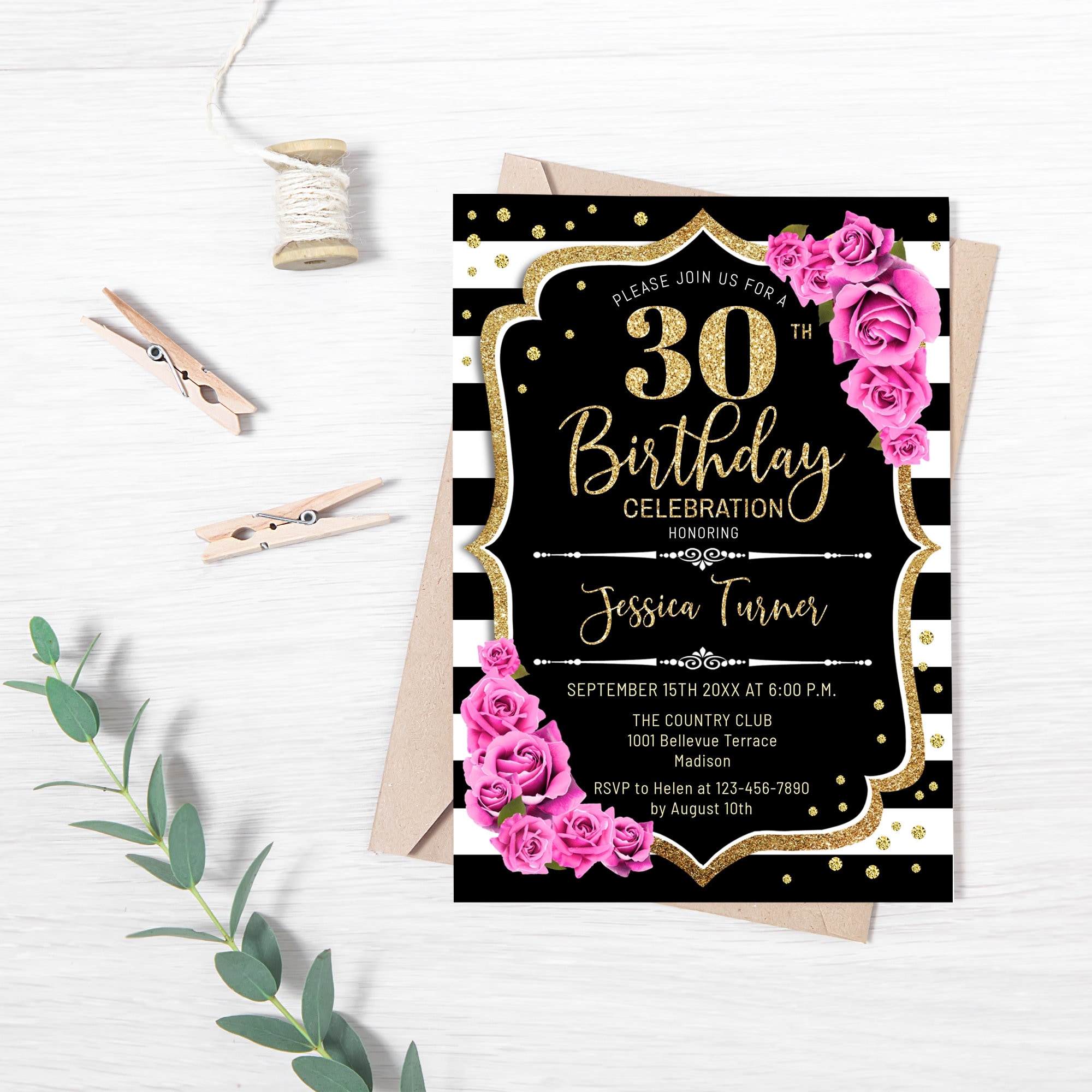 Editable 30th Birthday Invitation Instant Download Digital Etsy