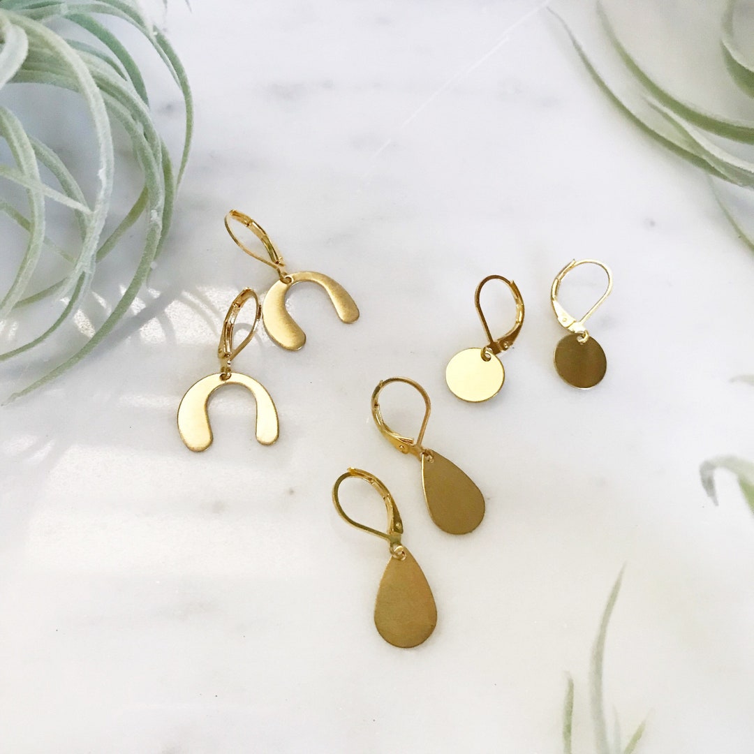 Small GOLD DROP EARRINGS | Small Gold Earrings. Boho Earrings. Simple ...