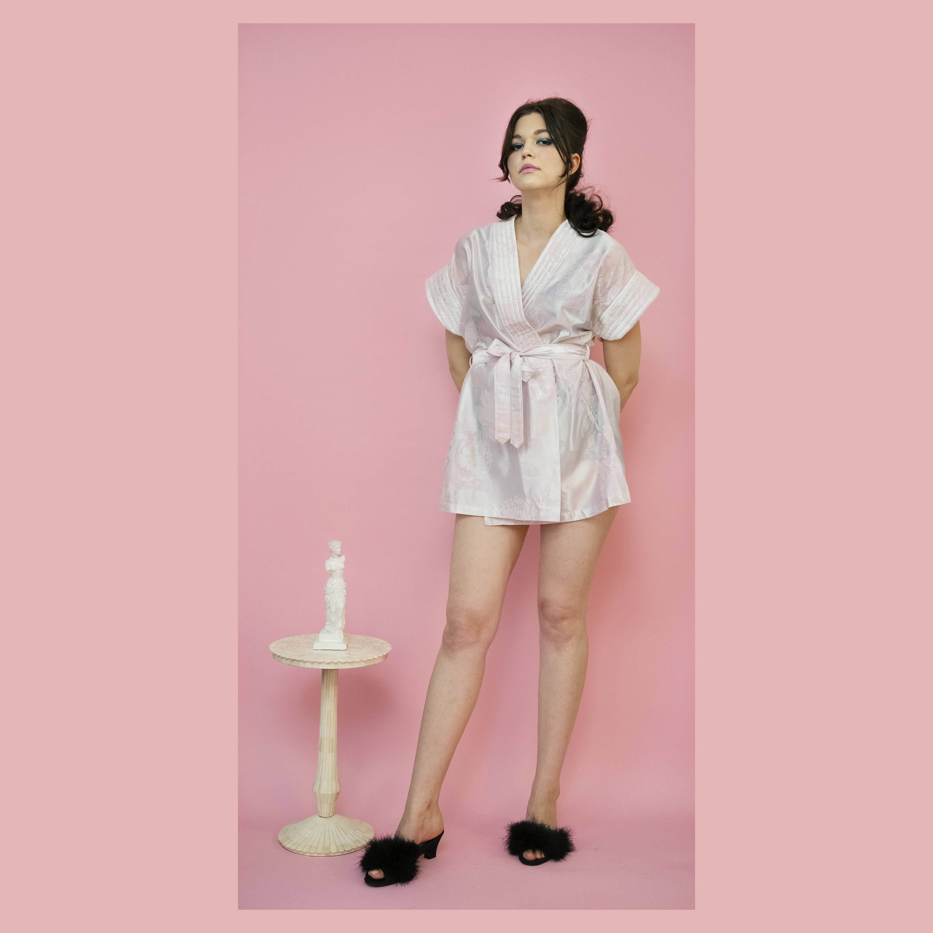 Vintage 70s Shiny Pale Pink Floral Short Robe - Etsy