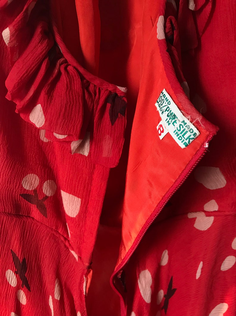 Rare 1970s Saz Boutique by Surjit + Adarsh Gill Silk Heart and Cherry ...