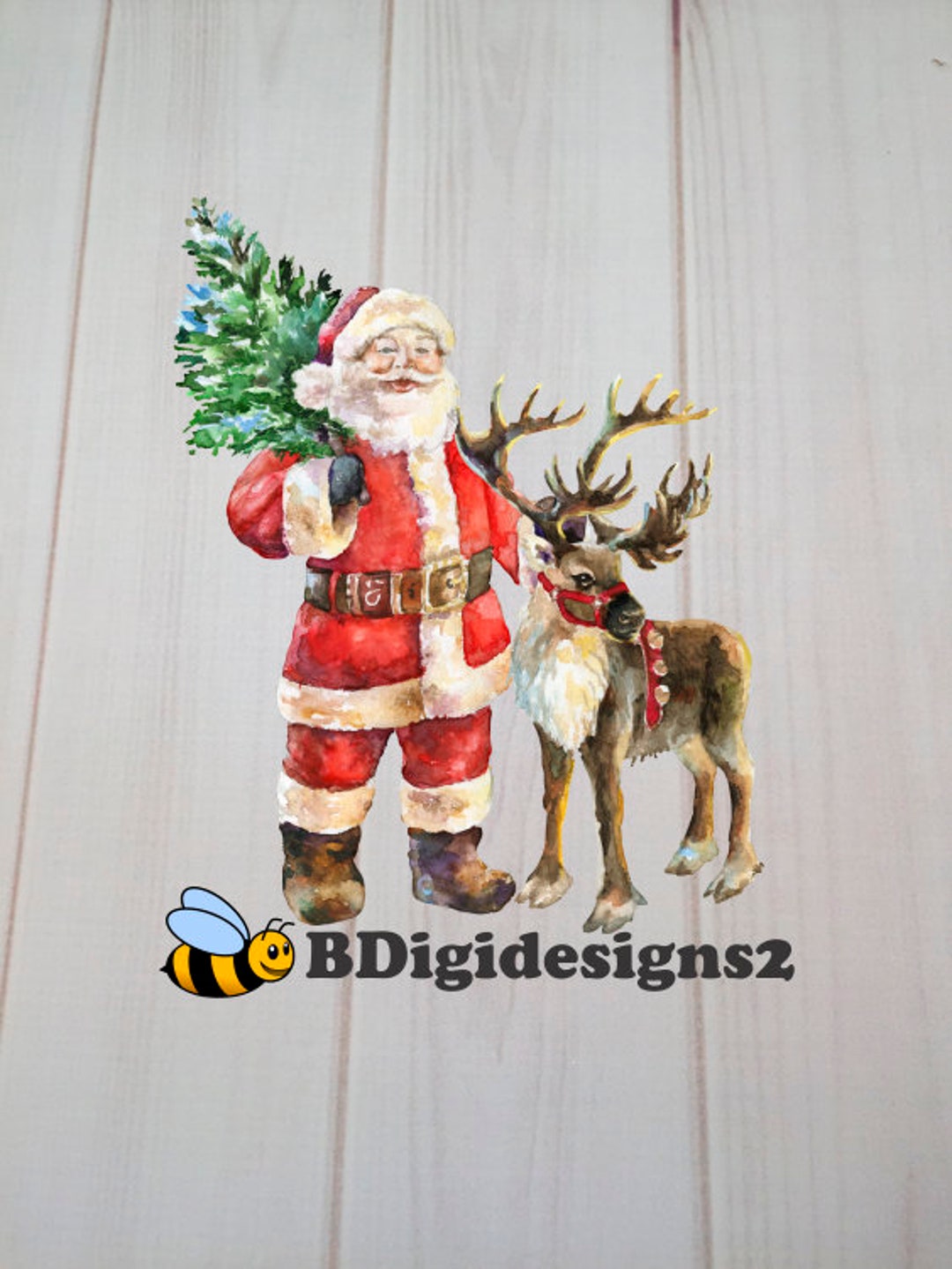Santa and Reindeer Christmas Heat Press Transfer - Etsy