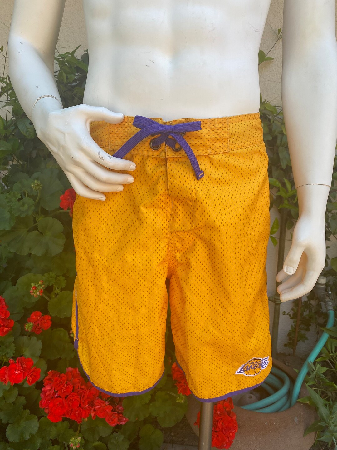Vintage LA Lakers Board Shorts Surf Swim Trunks Swimwear NBA Waist 34 9 ...