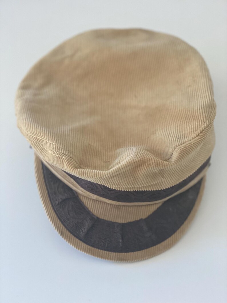 Vintage Authentic Greek Fisherman Cap Tan Corduroy Aegean Hat Made in ...