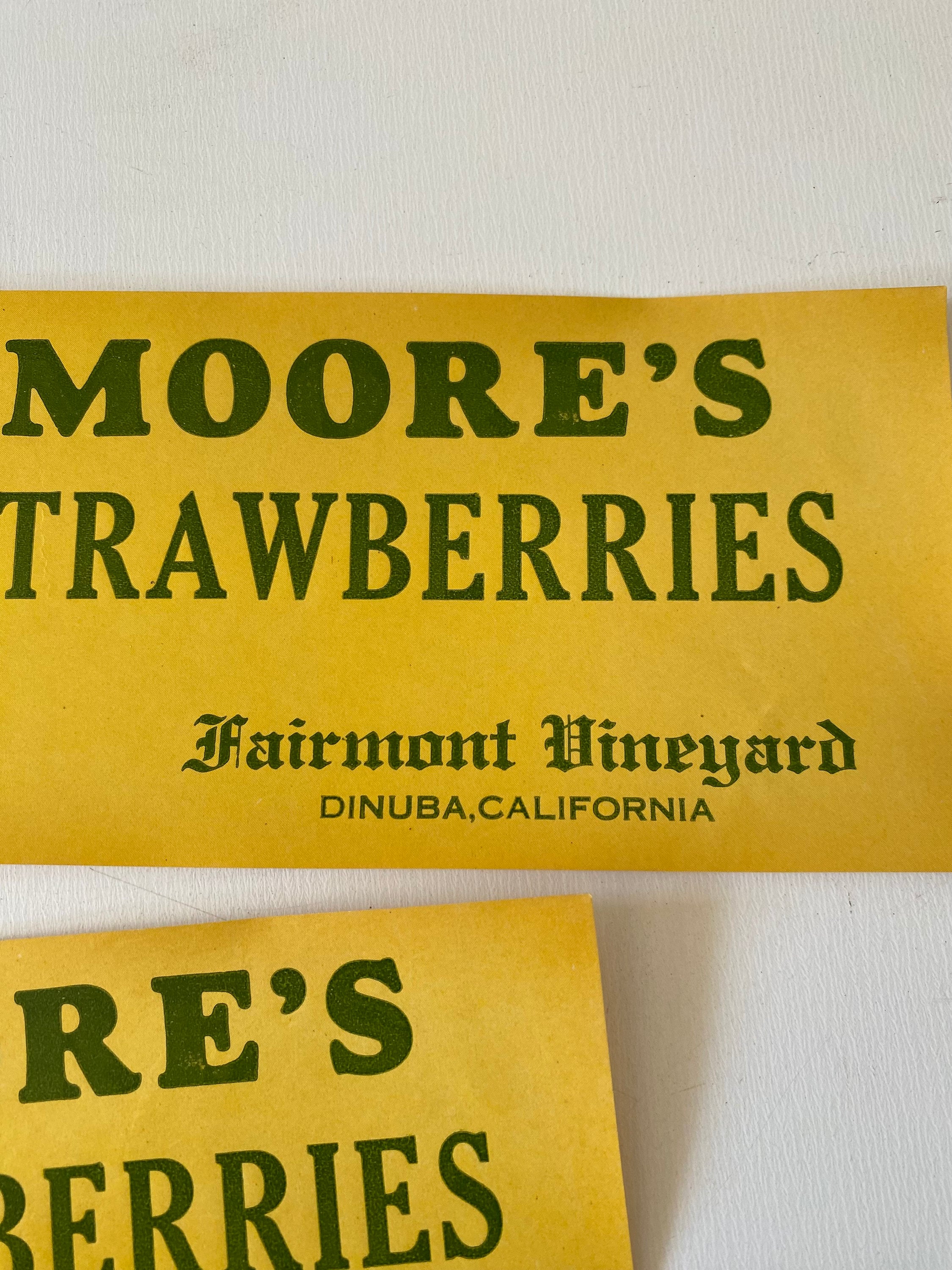 Vintage 1946 Strawberry Crate Labels Set of 2 Moore's Strawberries ...