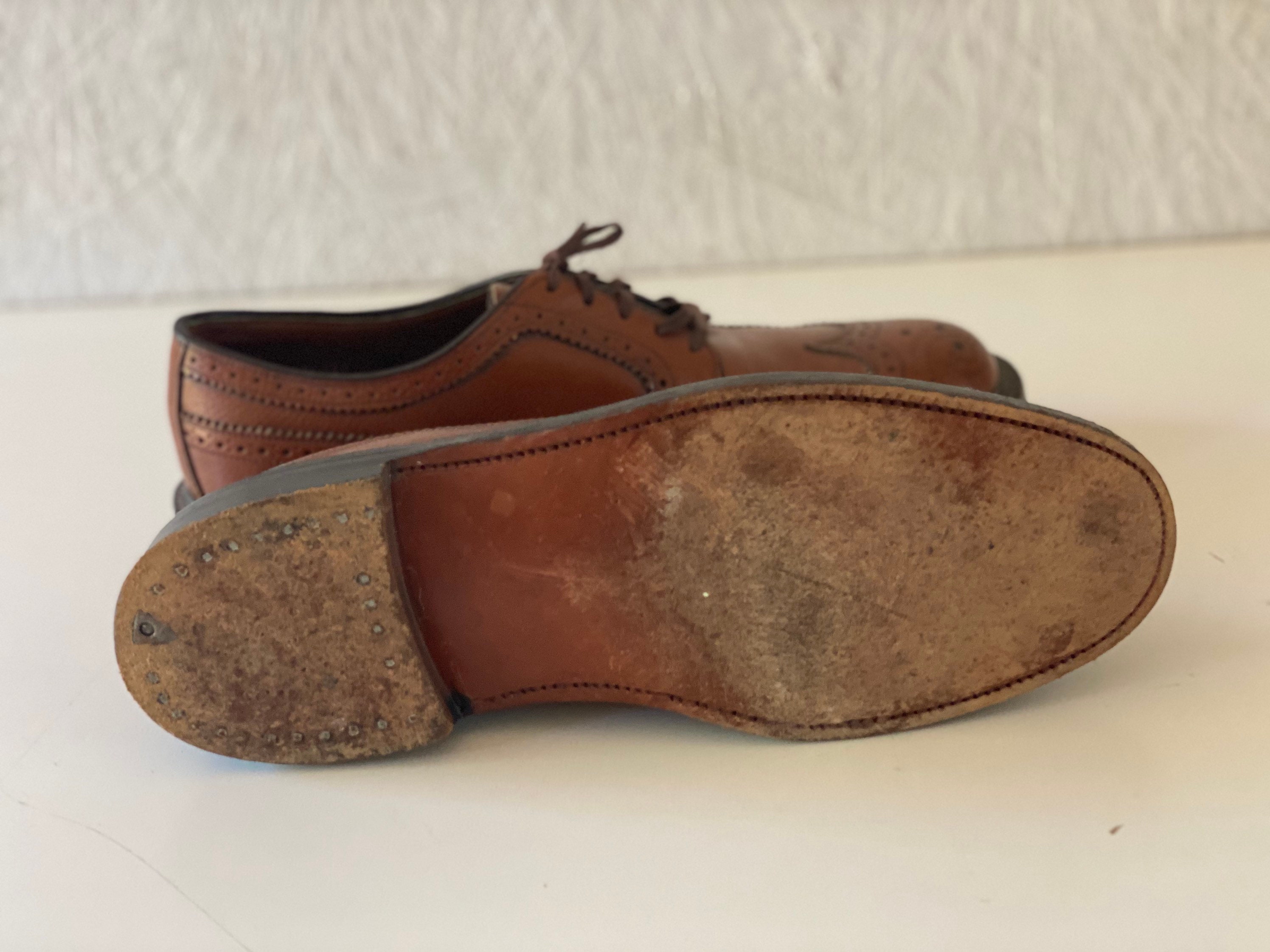 Vintage 60s 70s Sears Wingtips Brown Leather Brogue Oxford Dress Shoes ...