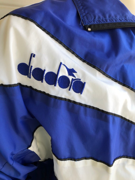 Vintage Diadora Hooded Windbreaker Jacket Lined Color… - Gem