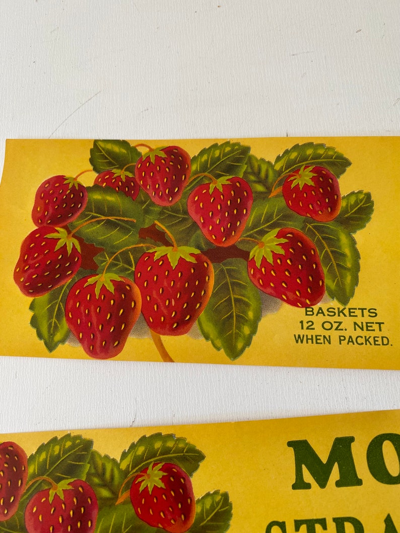 Vintage 1946 Strawberry Crate Labels Set of 2 Moore's Strawberries ...