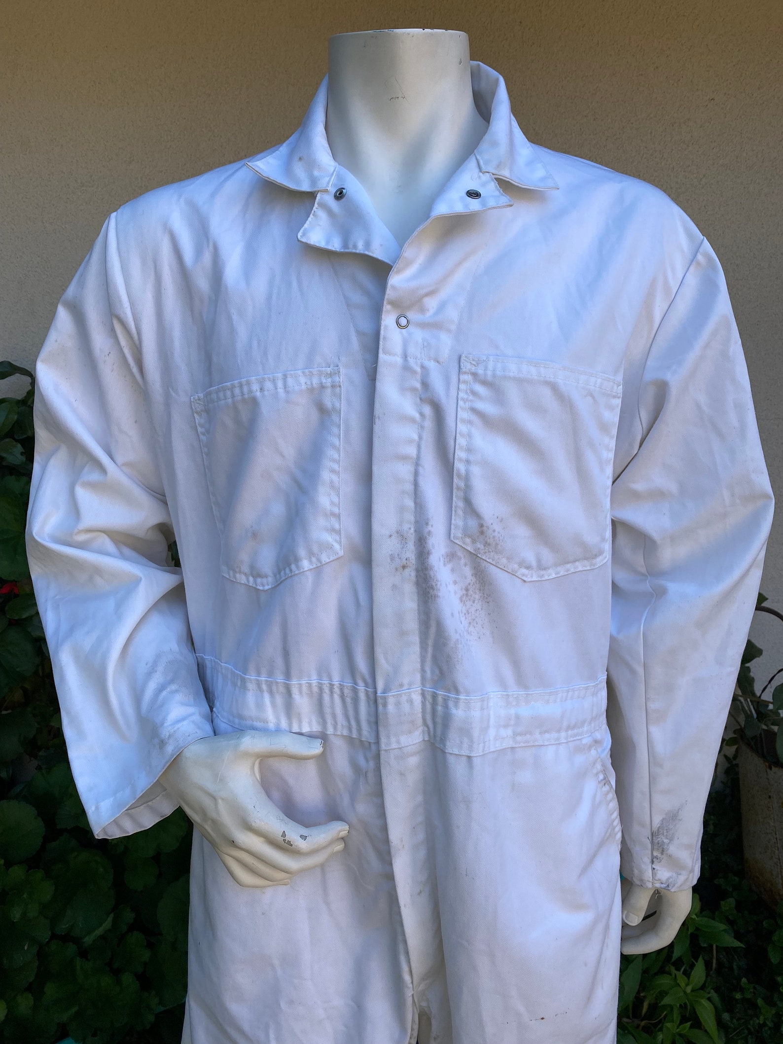 Vintage White Coveralls Stone Cutter Workwear Jumpsuit Boiler Suit One ...