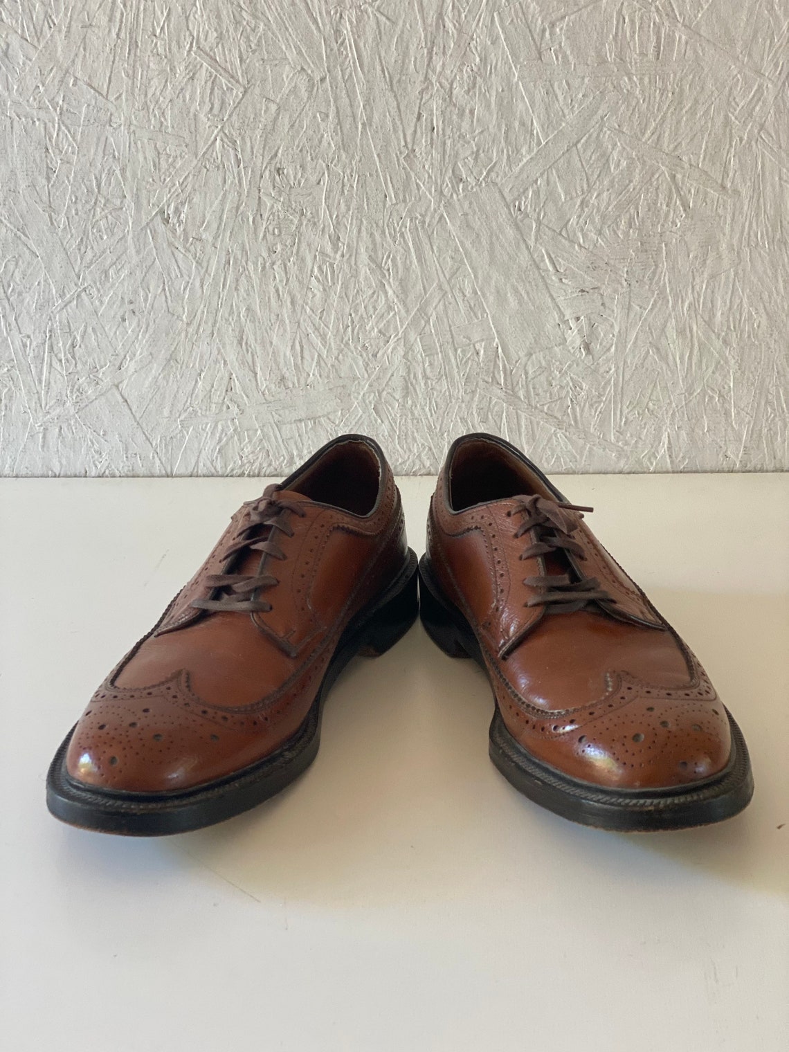 Vintage 60s 70s Sears Wingtips Brown Leather Brogue Oxford Dress Shoes ...