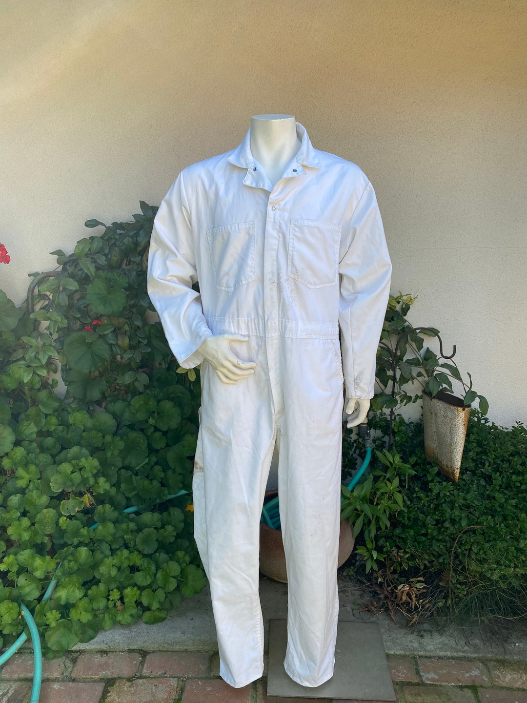 Vintage White Coveralls Stone Cutter Workwear Jumpsuit Boiler Suit One ...