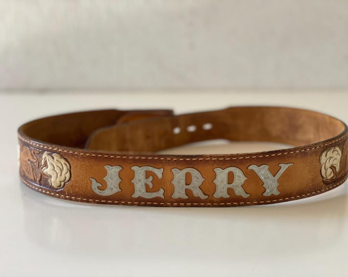 Vintage "jerry" Leather Etched Silver Belt Tooled Cotton Bolls Plant ...