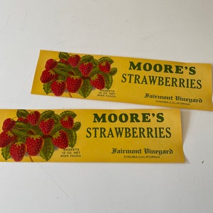Vintage 1946 Strawberry Crate Labels Set of 2 Moore's Strawberries ...
