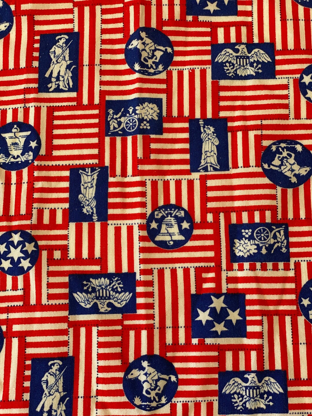 Vintage Americana Bandana Red White Blue Patriotic Print Liberty Bell ...