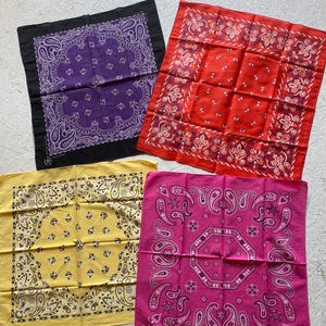 Vintage 80s 90s Paisley Print Bandana Head Scarf Neckerchief Cotton ...