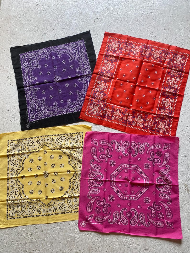 Vintage 80s 90s Paisley Print Bandana Head Scarf Neckerchief Cotton ...
