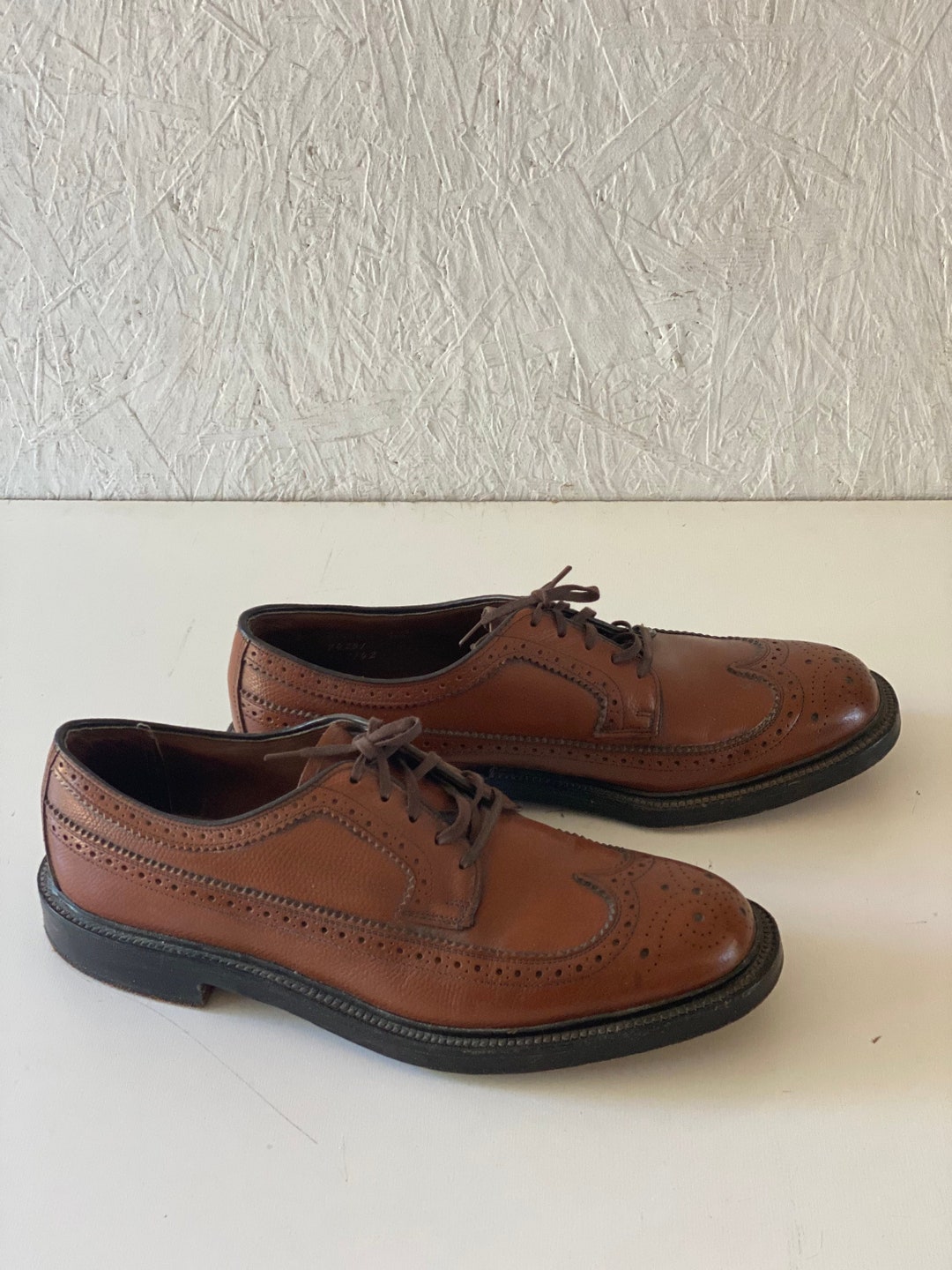 Vintage 60s 70s Sears Wingtips Brown Leather Brogue Oxford Dress Shoes ...