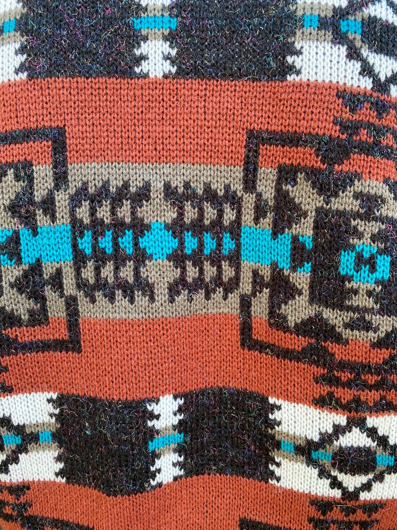 Vintage Southwestern Print Sweater Men Wool Blend Rust Turquoise Black ...