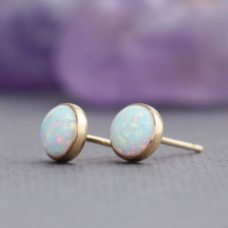Opal Stud Earrings - Etsy