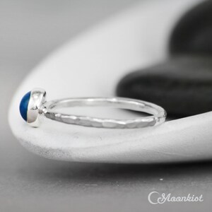 Dainty Lapis Lazuli Ring, Sterling Silver Lapis Ring, Simple Lapis Stacking Ring, Lapis Gemstone ...