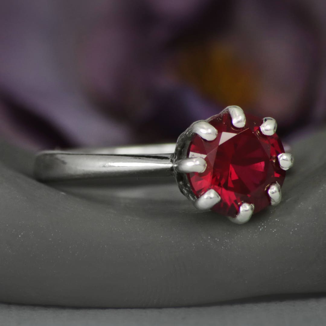 2 Carat Gothic Ruby Ring, Sterling Silver Ruby Engagement Ring, Vintage ...