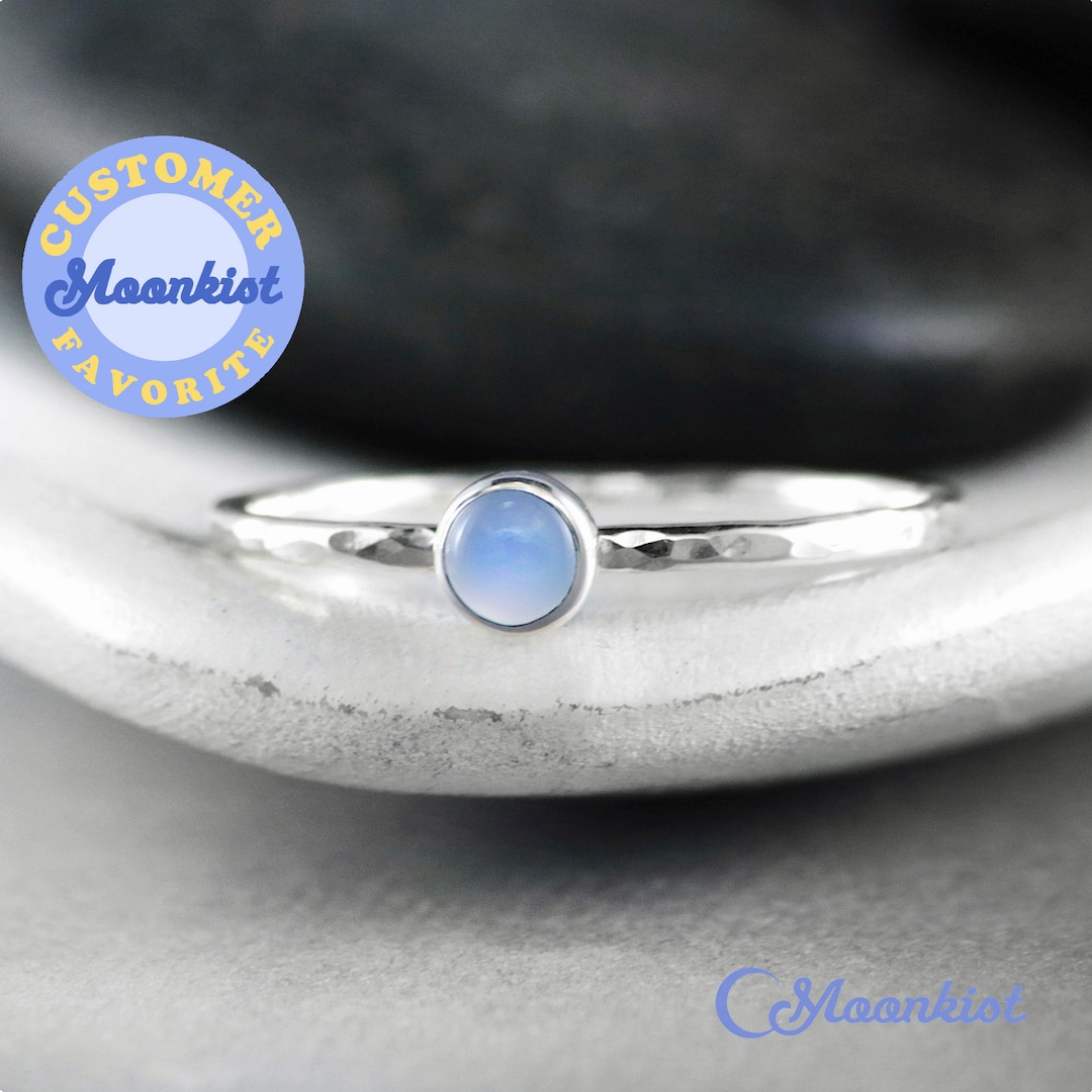 Dainty Blue Quartz Pinky Ring, Sterling Silver Blue Chalcedony Ring ...