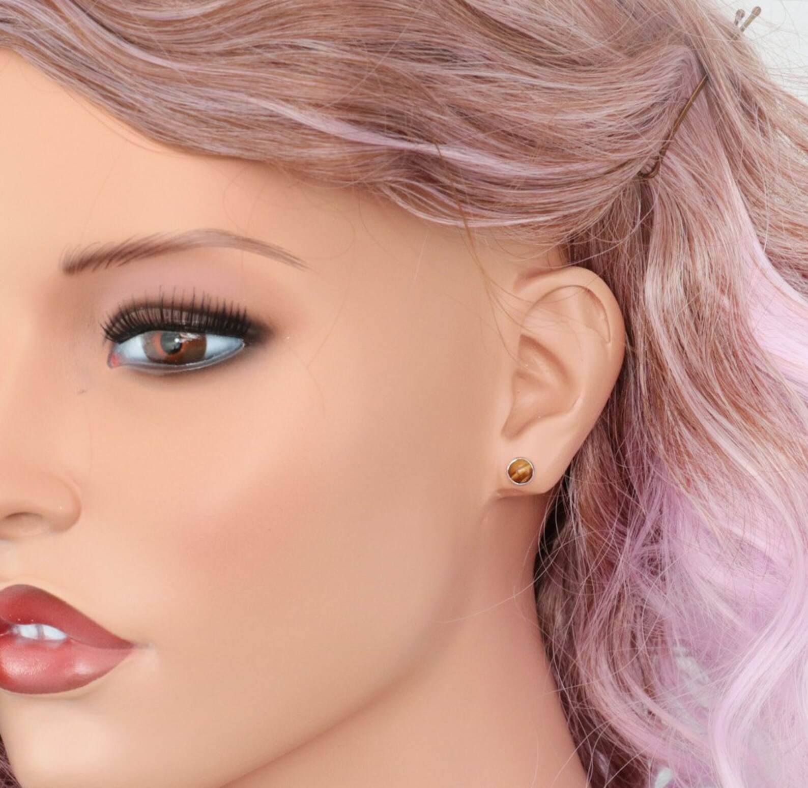 Silver Tiger Eye Earrings Tiger Eye Stud Earrings Mens Stud - Etsy