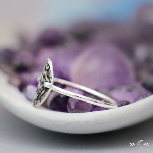 Climbing Rose Ring, Sterling Silver Pinky Ring, Round Flower Ring ...