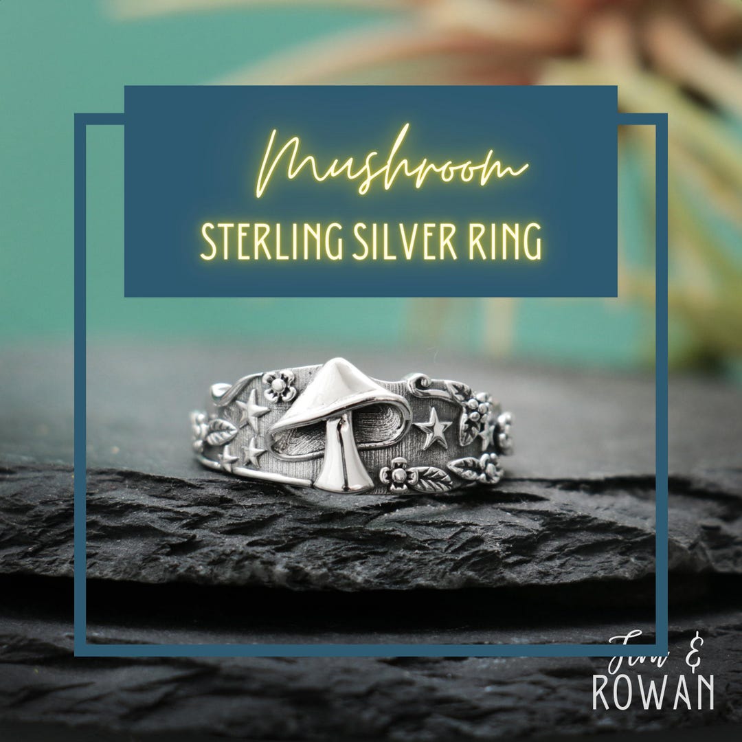 Mushroom Ring, Sterling Silver Toadstool Ring, Forest Fairy Ring ...
