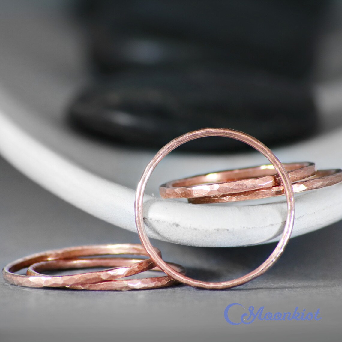 Copper Stackable Ring Set Thin Copper Stacking Ring Set | Etsy