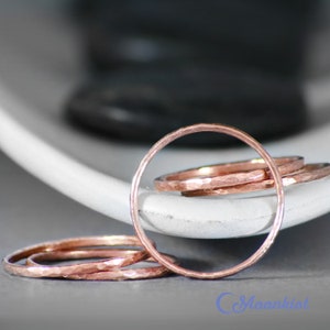 Copper Stackable Ring Set, Thin Copper Stacking Ring Set, Hammered ...