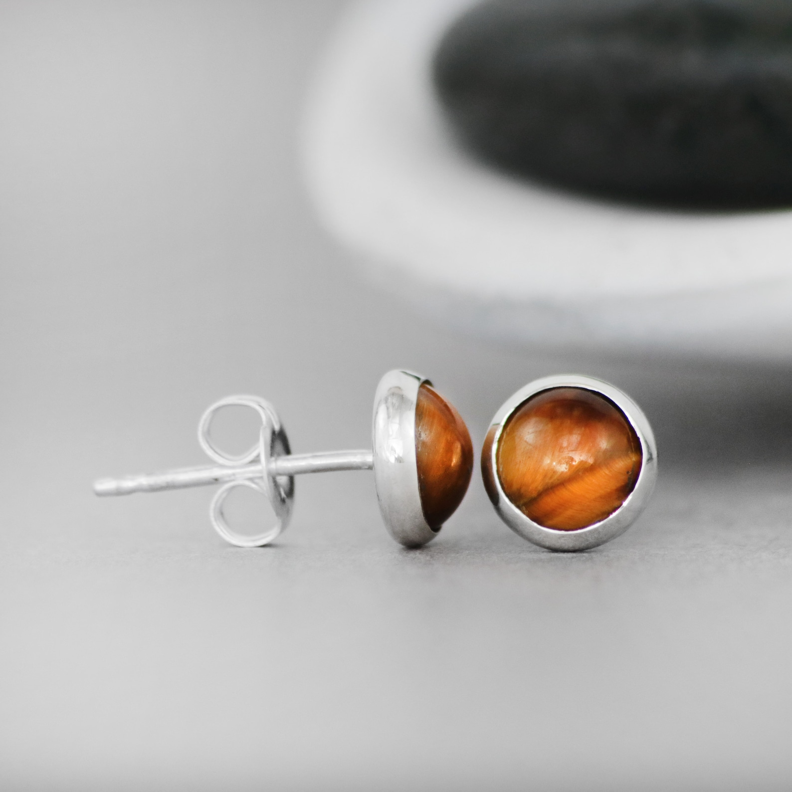Silver Tiger Eye Earrings Tiger Eye Stud Earrings Mens Stud - Etsy
