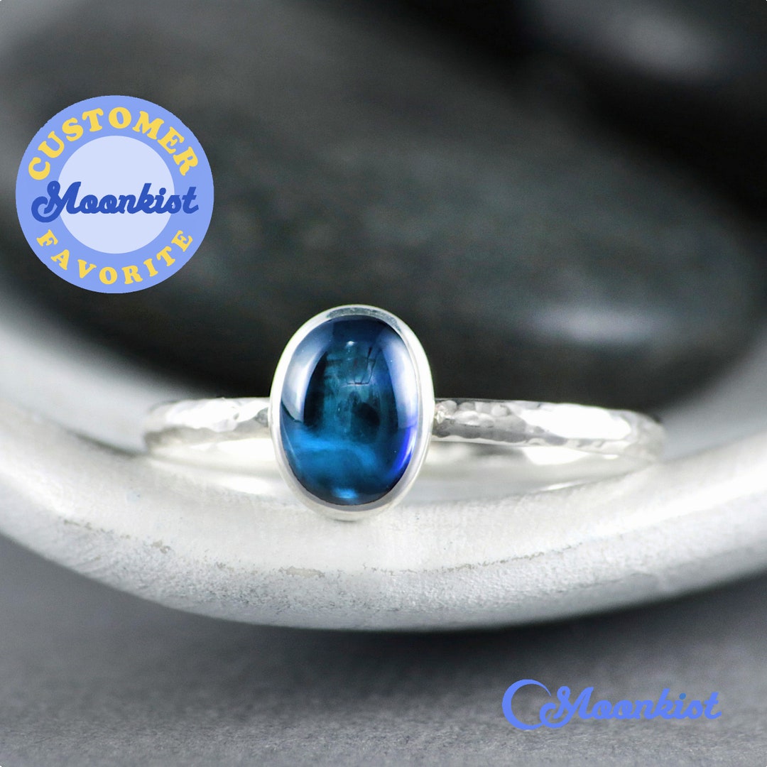 Oval Sapphire Ring, Sterling Silver Sapphire Ring, Blue Sapphire Ring ...