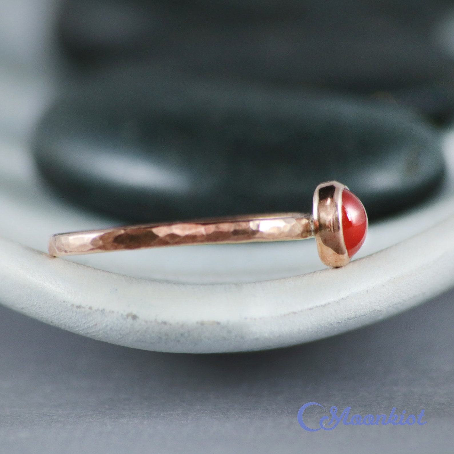 Copper Carnelian Ring Red Orange Copper Ring Copper Stacking | Etsy