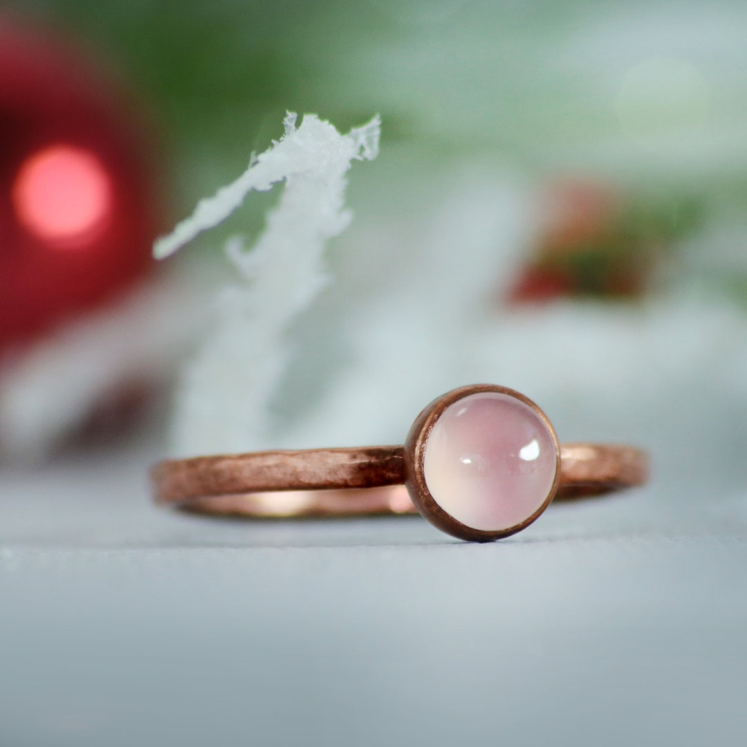 Rose Quartz Copper Ring Pink Quartz Ring Copper Stacking - Etsy