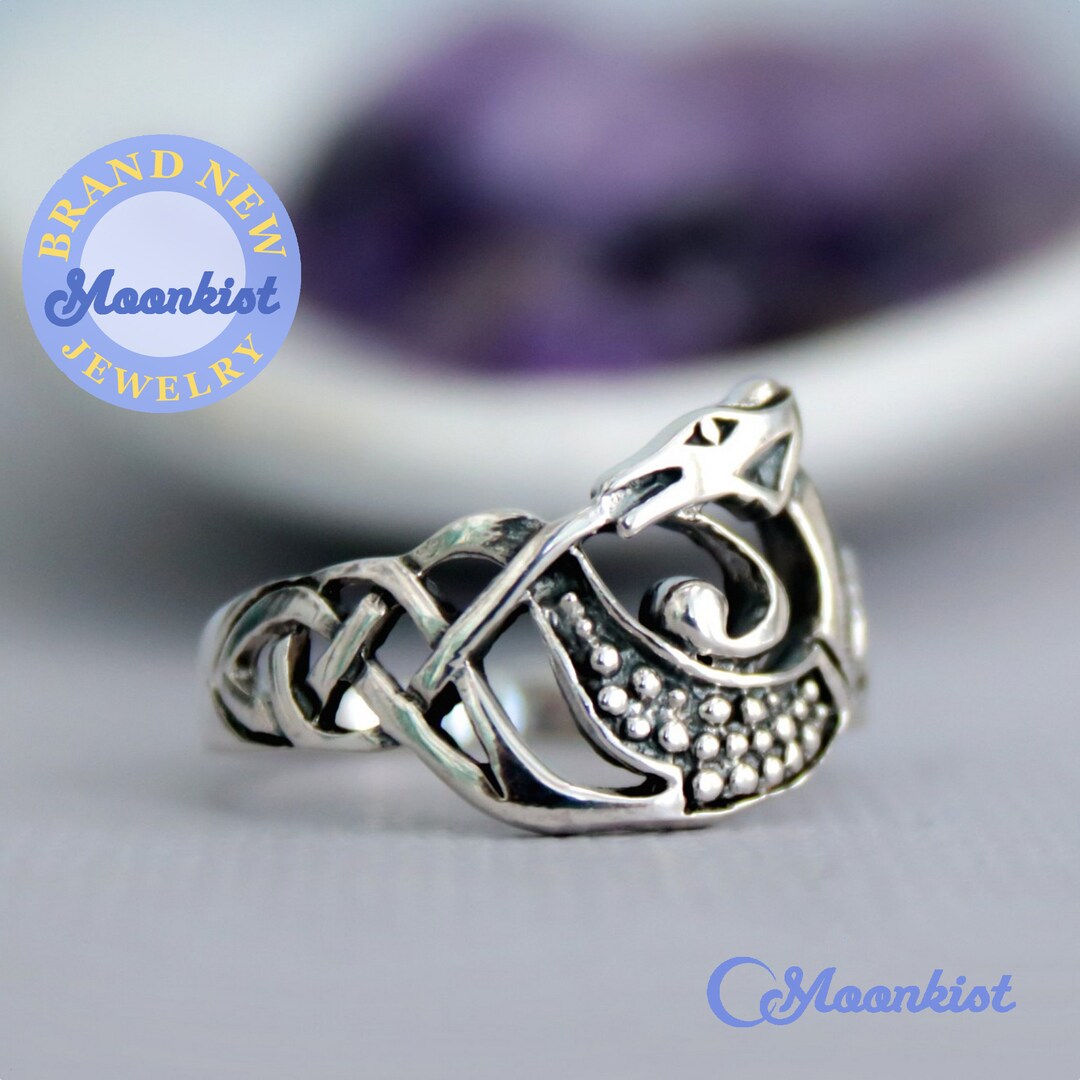 Dragon Celtic Ring Sterling Silver Celtic Animal Ring Celtic - Etsy