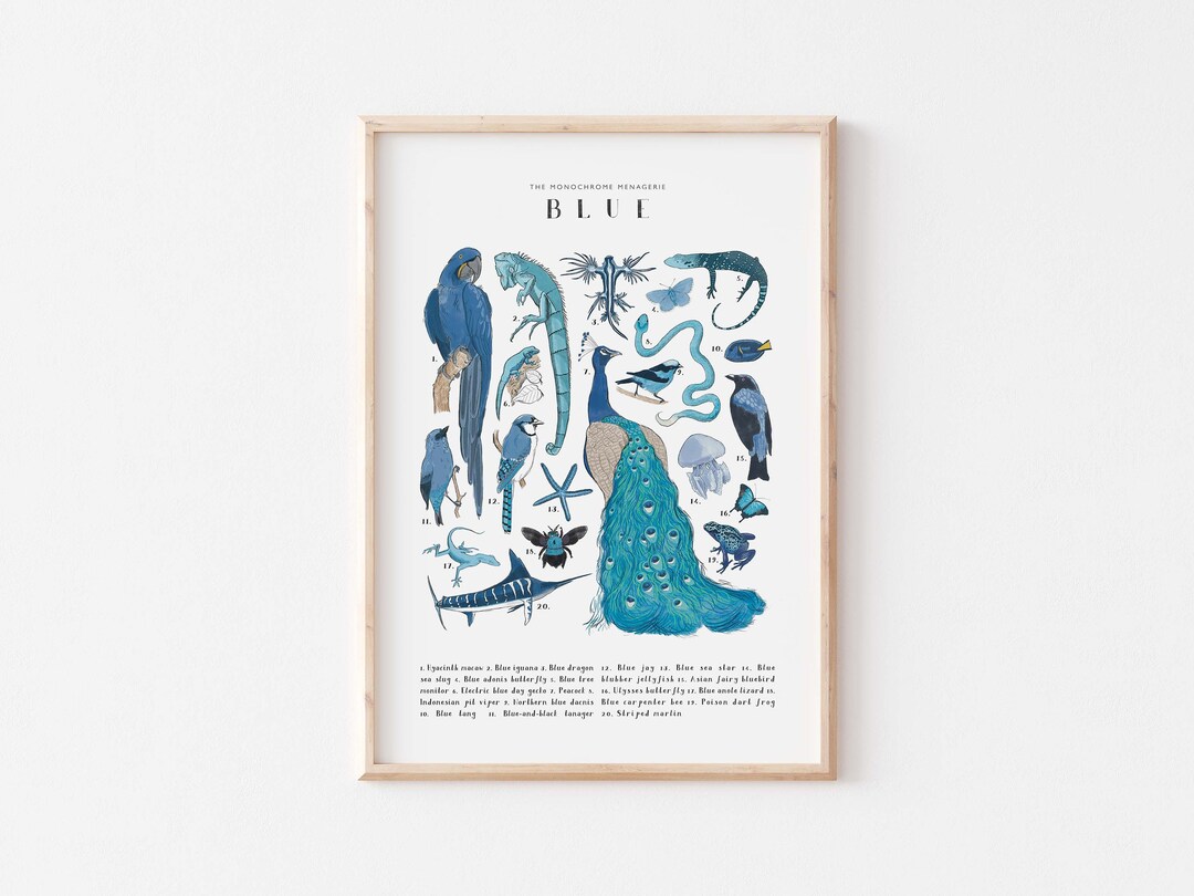 Blue Animals Kids Poster Decor Printable - Etsy
