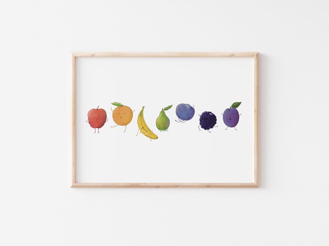 Colourful Rainbow of Fruits Kids Poster - Etsy