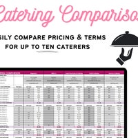 Wedding Catering Comparison Spreadsheet -event Planning Template ...