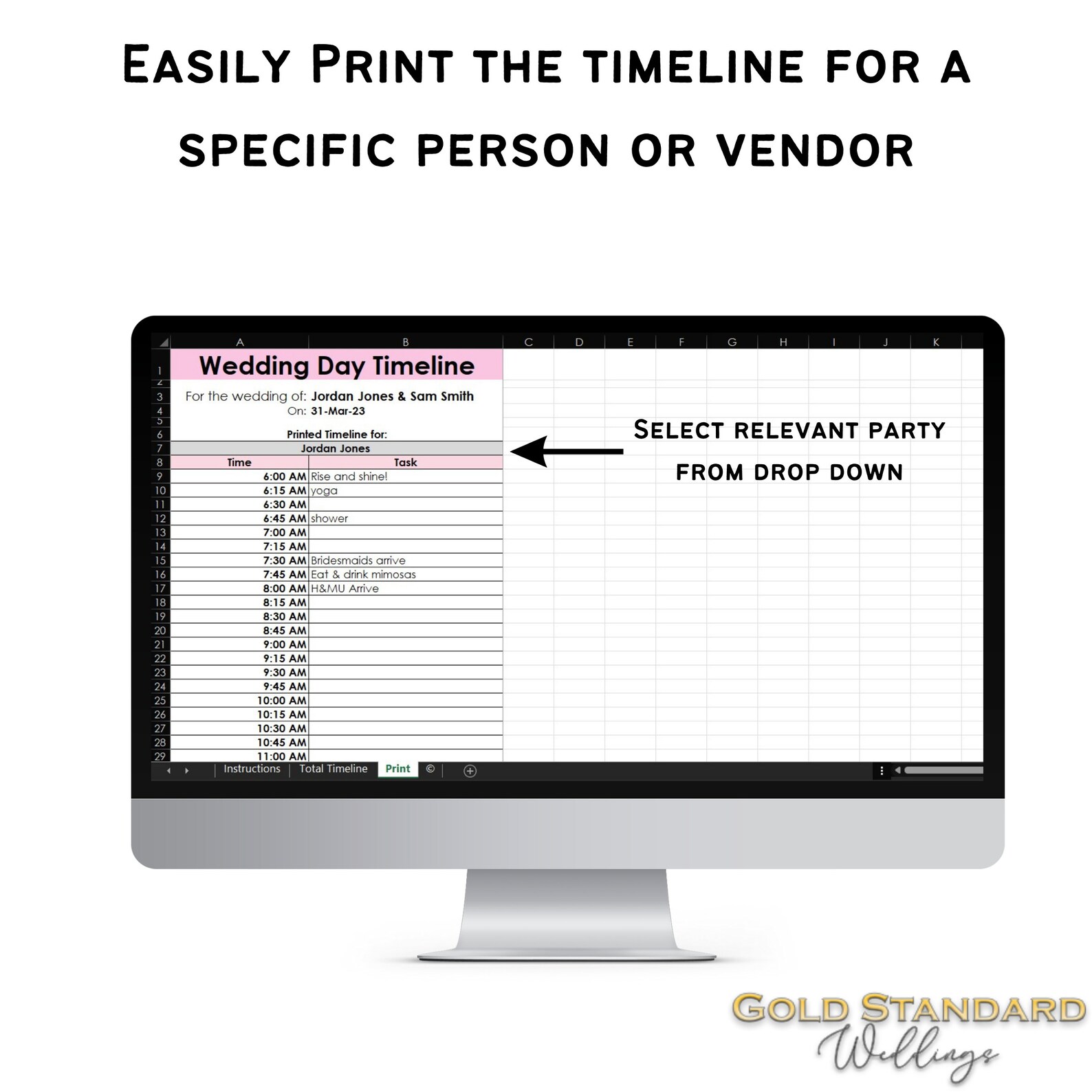 Wedding Day Timeline Creator Wedding Planning Spreadsheet | Etsy