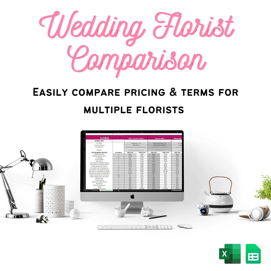 Wedding Florist Comparison Spreadsheet - Floral Vendor Template ...