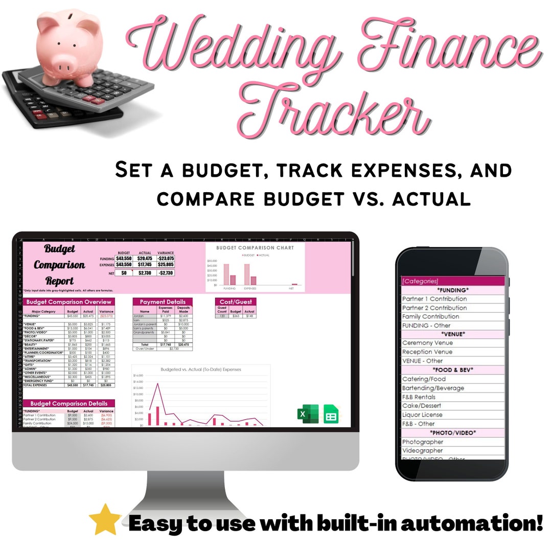 Wedding Budget Planner and Finance Tracker - Wedding Budget Spreadsheet ...
