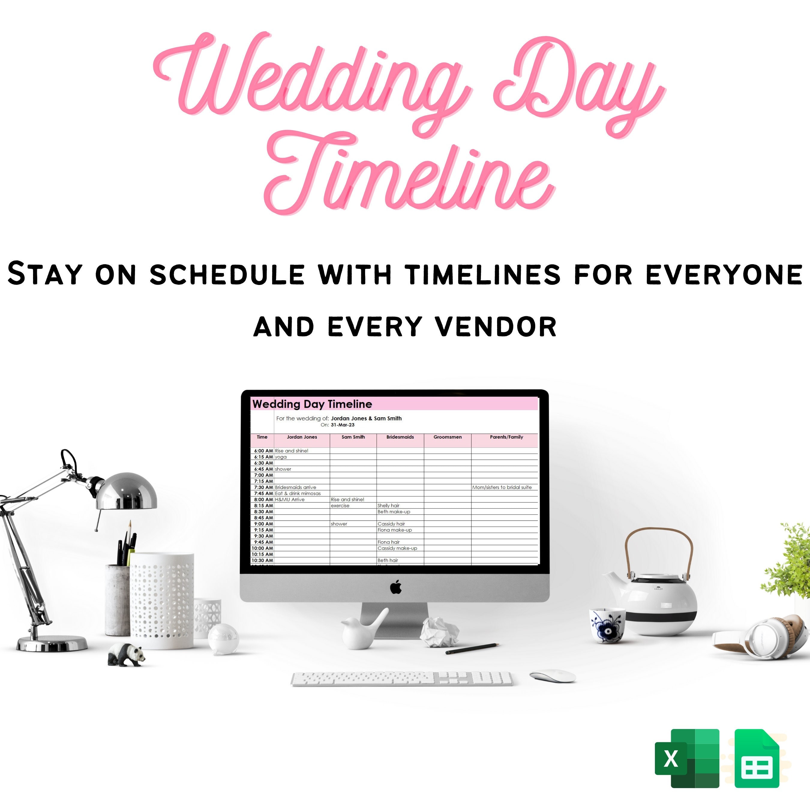 Wedding Day Timeline Creator - Wedding Planning Spreadsheet and ...