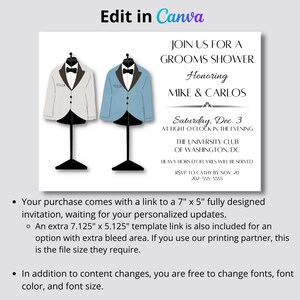 Grooms' Shower Invitation Editable Canva Template for LGBTQ Wedding - Etsy